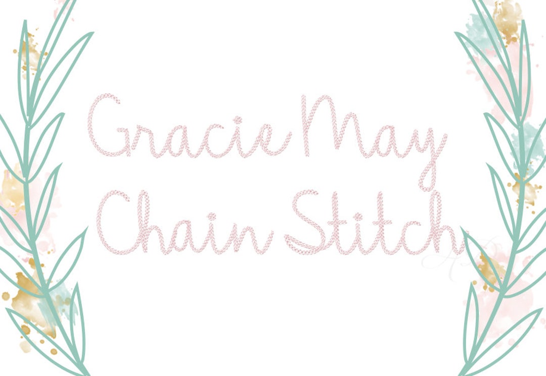 1" Gracie May Chain Stitch Script Machine Embroidery Font Hand Monogram ...