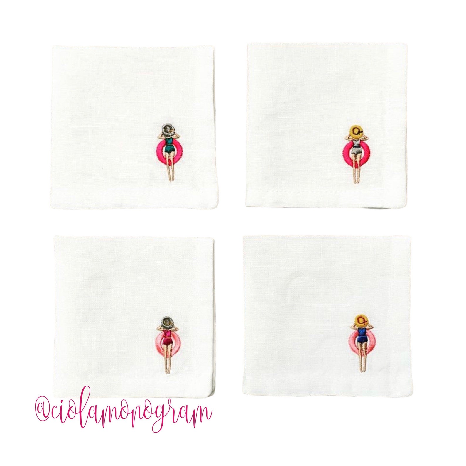 Pool Float Sunbathing Woman Straw Hat Embroidery Machine - Etsy