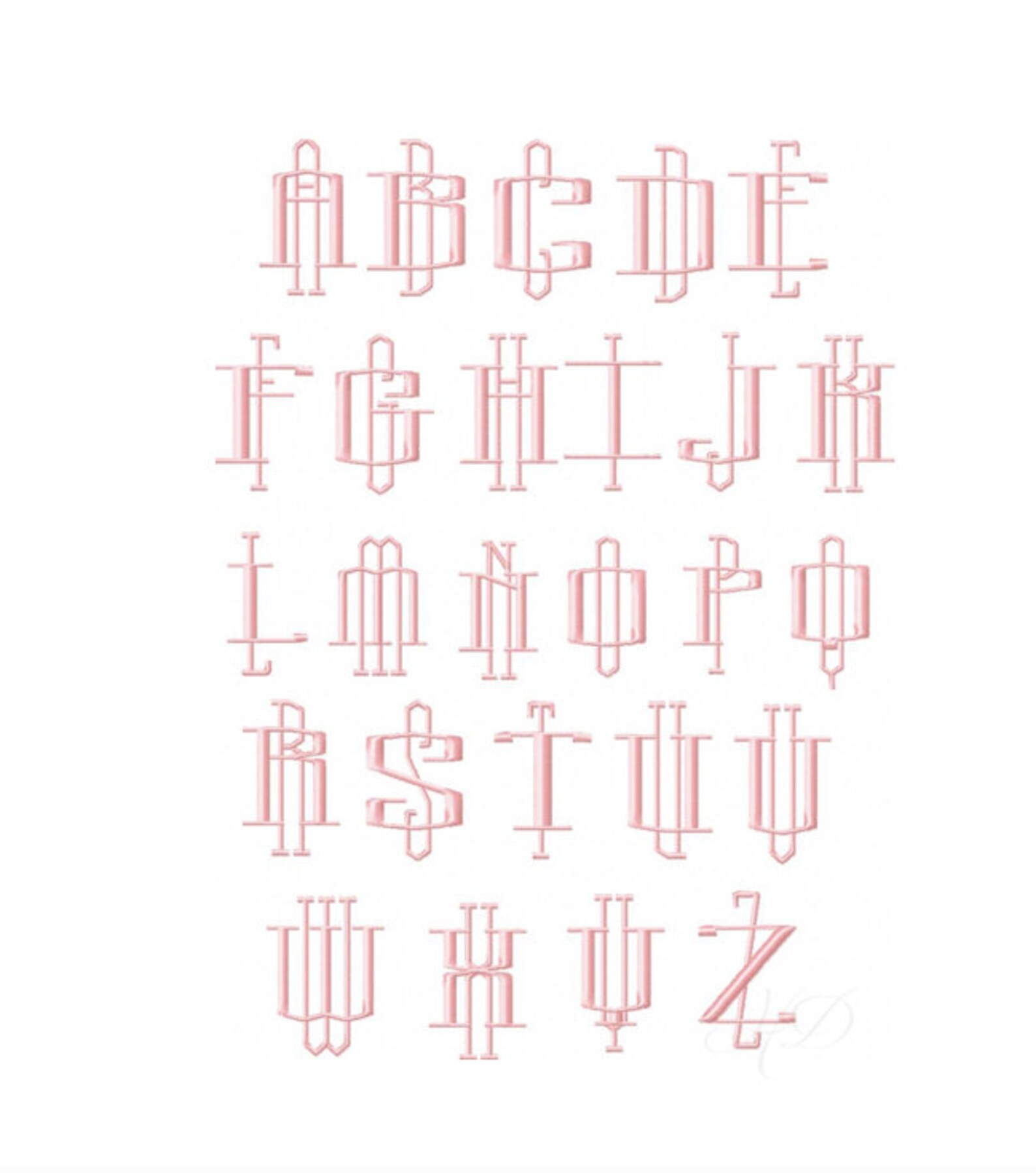 3 Inch Blake Deco Embroidery Font Monogram Stacked - Etsy