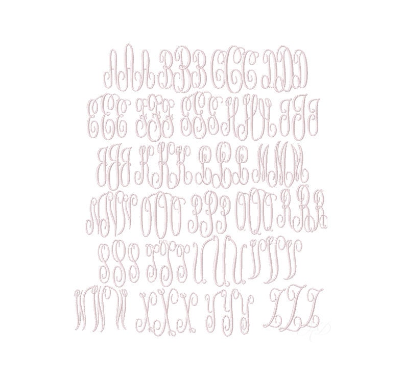 Annabel 3 inch Classic Vine Mastercircle Monogram Font Embroidery Font ...