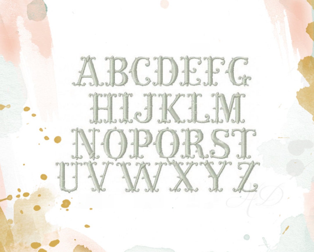 Fishtail Embroidery Font Fish Tail Monogram Font Finley 2 Inch Font BX ...