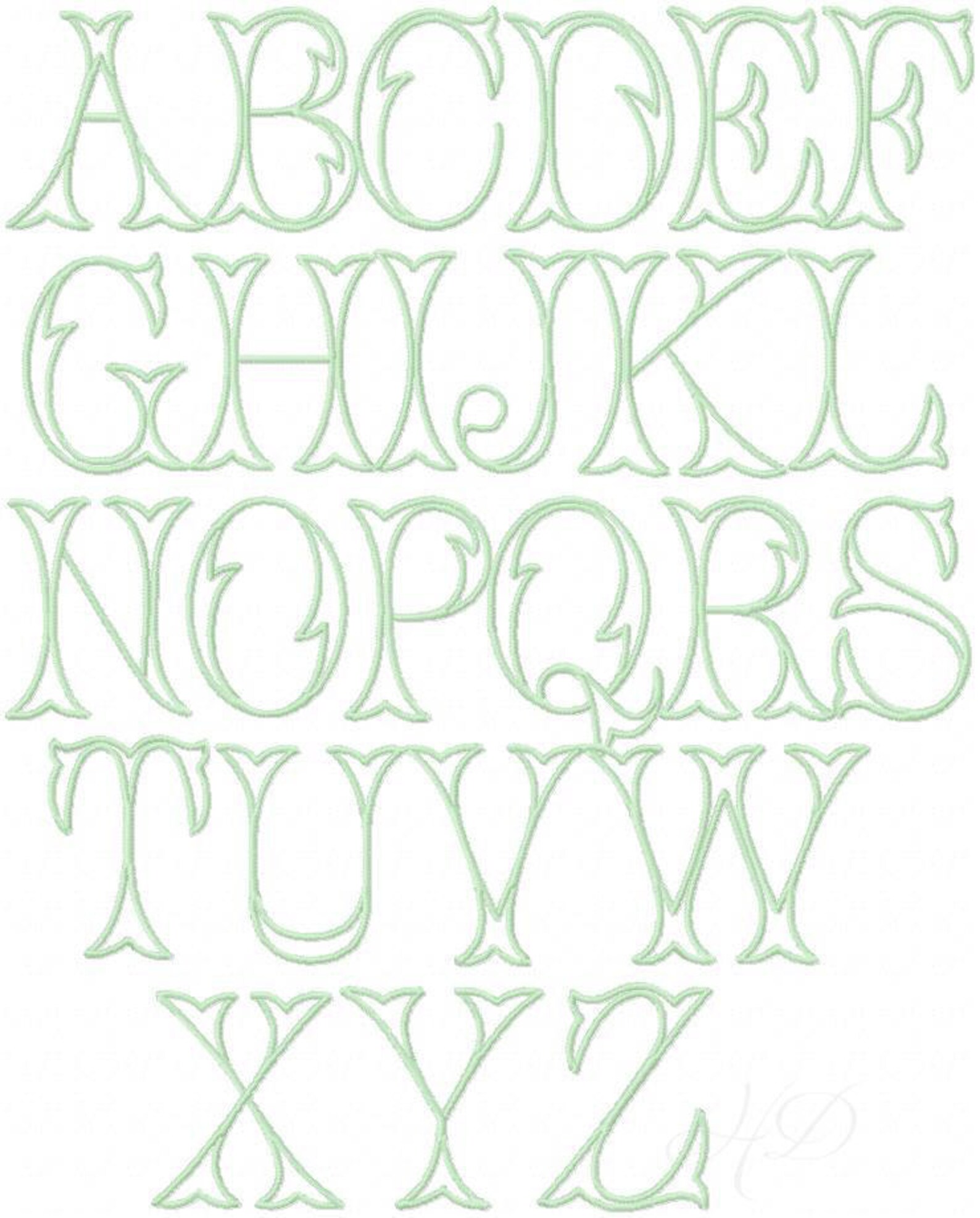 1and 2 Inch Fishtail Embroidery Font Fairfax Open - Etsy