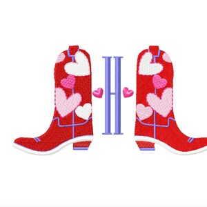 Heart Cowboy Boot Design Embroidery 4x4 5x7 6x10 Instant Download ...