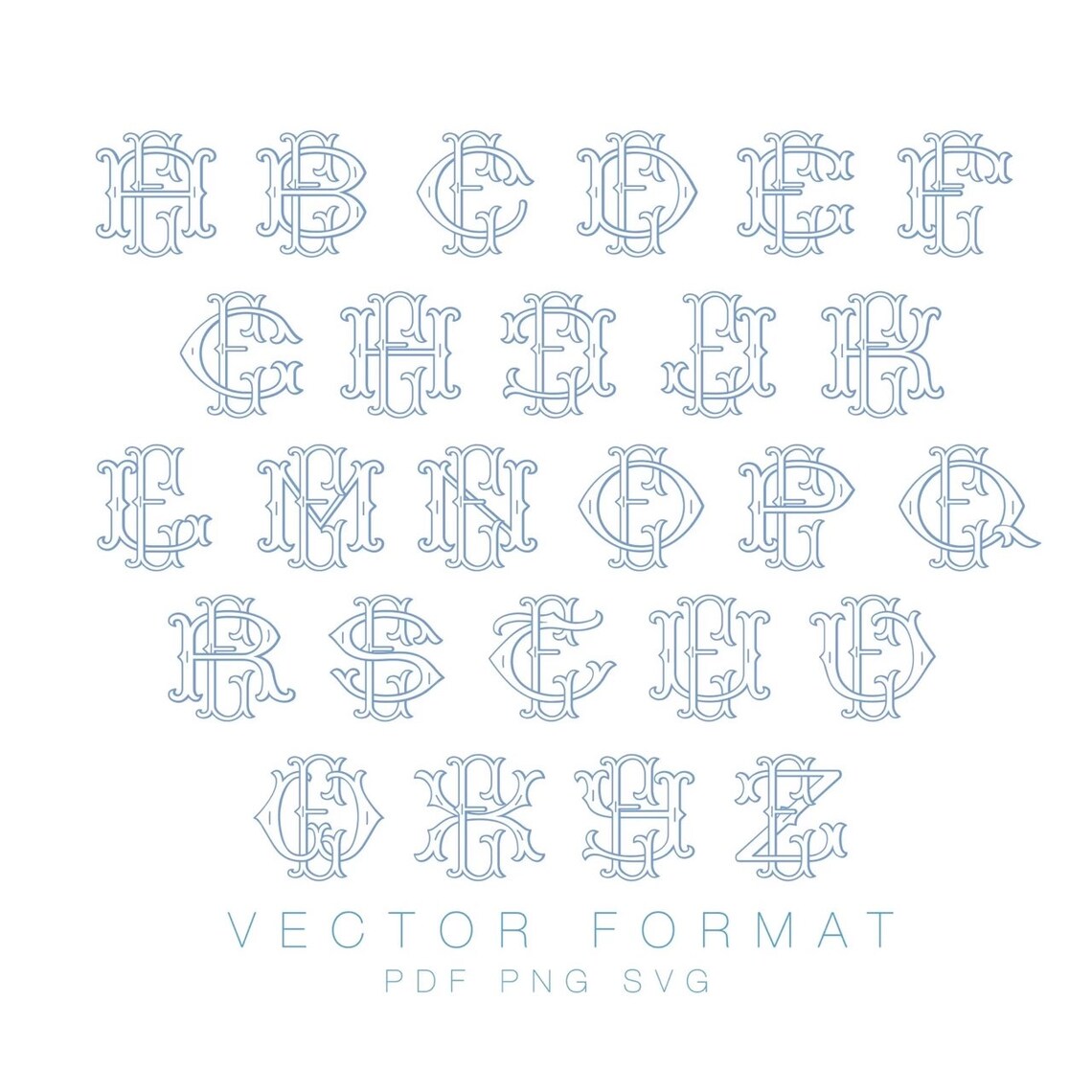 Letter E PDF PNG SVG Two Type Fishtail Outline Vector Monogram - Etsy