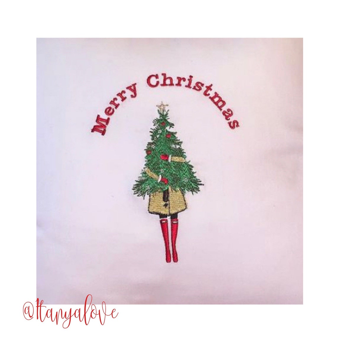 Fashion Girl Carrying Christmas Tree Designer Monogram | Etsy