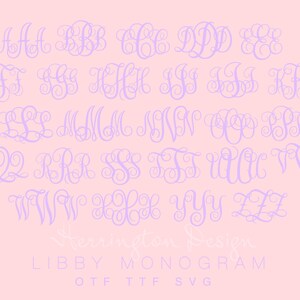 Libby Script Interlocking Vine Monogram Desktop OTF TTF SVG Instant Download Herrington Design ...