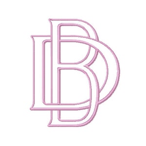 26 Letter B 3.6" Two Letter Type Outline Embroidery Monogram Formal ...
