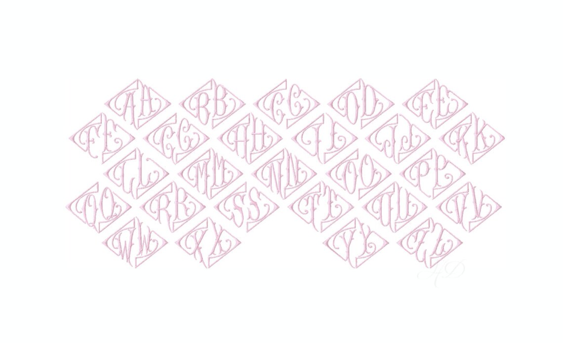 1 Inch Diamond Nouveau Embroidery Font Monogram Satin | Etsy