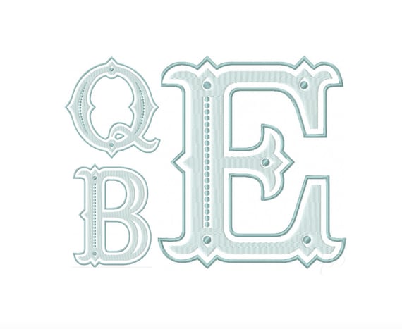 6X10 6 Inch Queen Bess Monogram Embroidery Font BX - Etsy