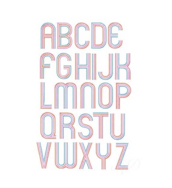 4.5 Multi Color Ryan Deco Embroidery Font Satin Type Font Serif BX ...