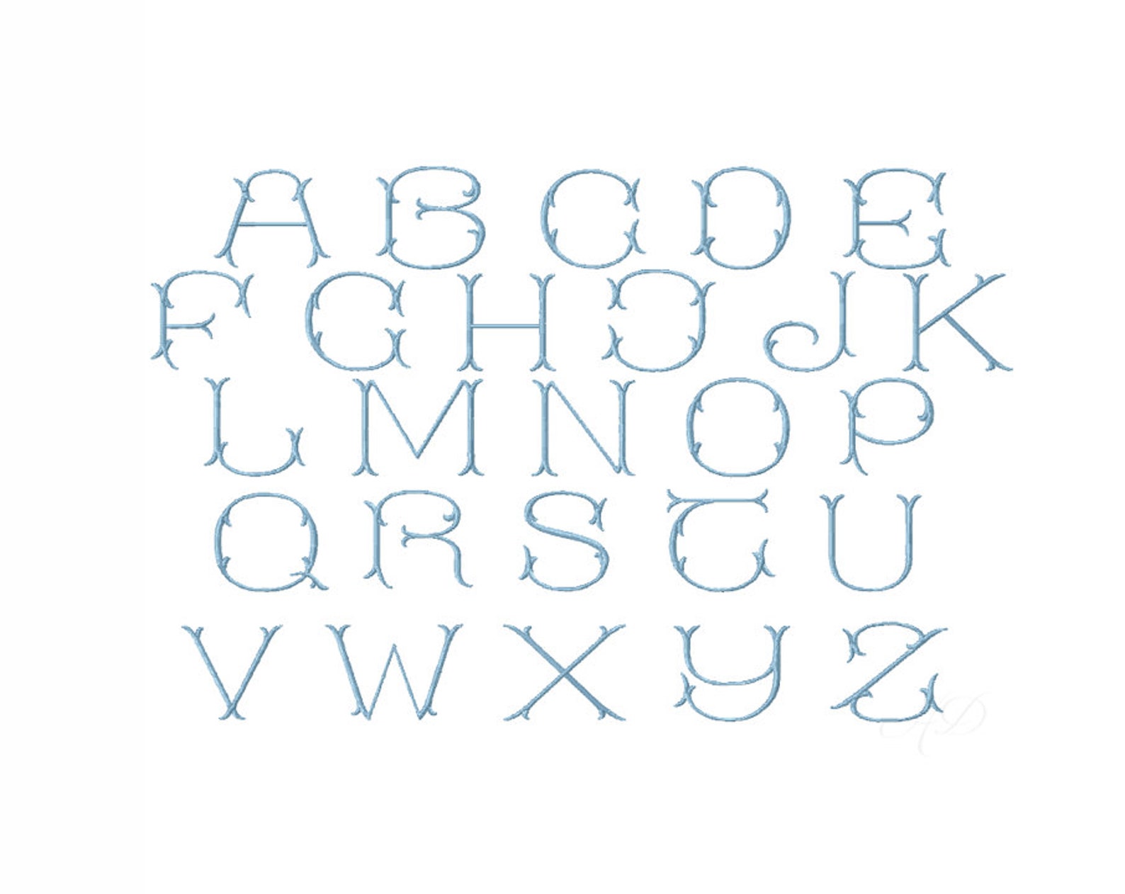 Emmaline 3.5 Inch Satin Stitch Embroidery Font Monogram - Etsy