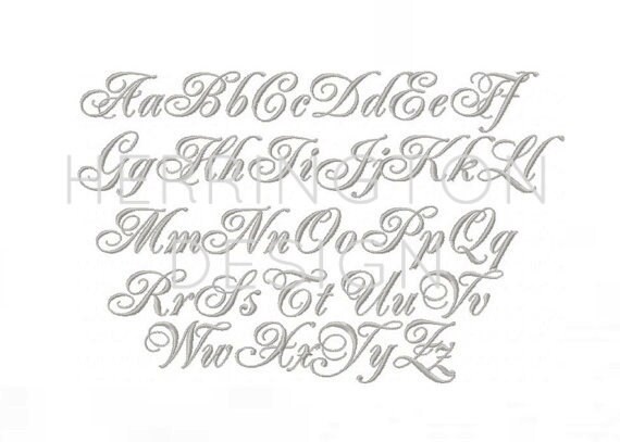 1 Inch Embroidery Font Helen Virginia Formal Cursive - Etsy
