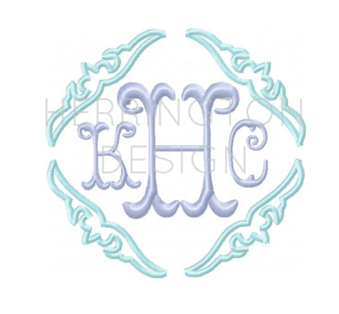 Diamond Applique Frame Embroidery Design Monogram 4x4 5x7 6x10 Instant ...