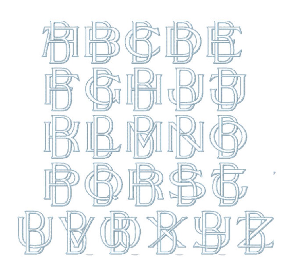 26 Letter B 3.6" Two Letter Type Outline Embroidery Monogram Formal ...