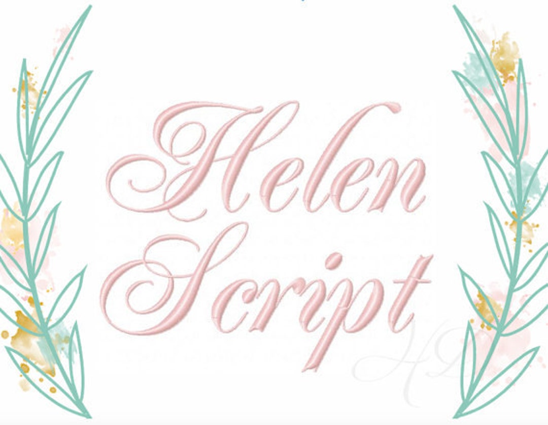 Embroidery Font Helen Virginia 3" Inch Formal Cursive Script Monogram ...
