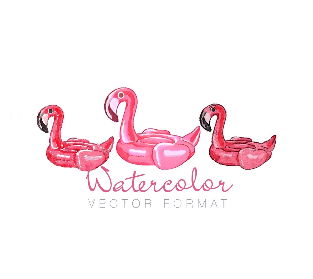Flamingo Pool Float Watercolor Clip Art Vector PNG PDF SVG Instant ...