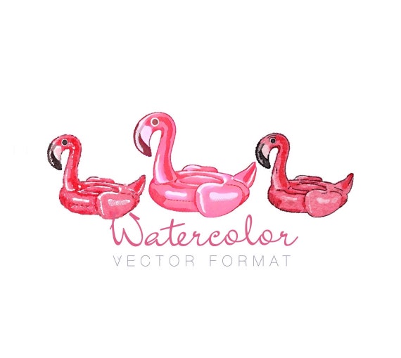 Flamingo Pool Float Watercolor Clip Art Vector PNG PDF SVG | Etsy