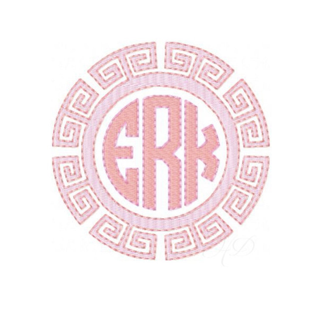 Greek Key Circle Embroidery Design Chinoiserie Chic Diamond Frame ...
