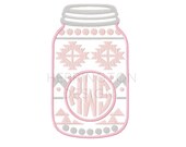 Aztec Mason Jar Applique Design Circle Embroidery Design Font - Etsy