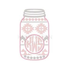 Aztec Mason Jar Applique Design Circle Embroidery Design Font Machine ...