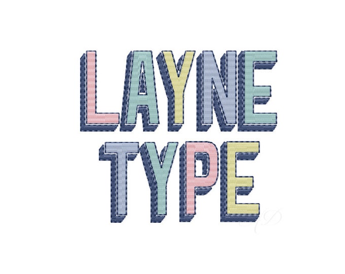 4" Inch Layne Fill Two Tone Shadow Letters Boy Type Embroidery Monogram ...