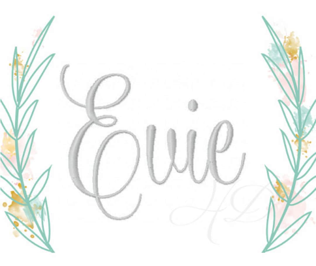 3" Inch Embroidery Font Satin Stitch Monogram Evie Formal Font BX 4x4 ...