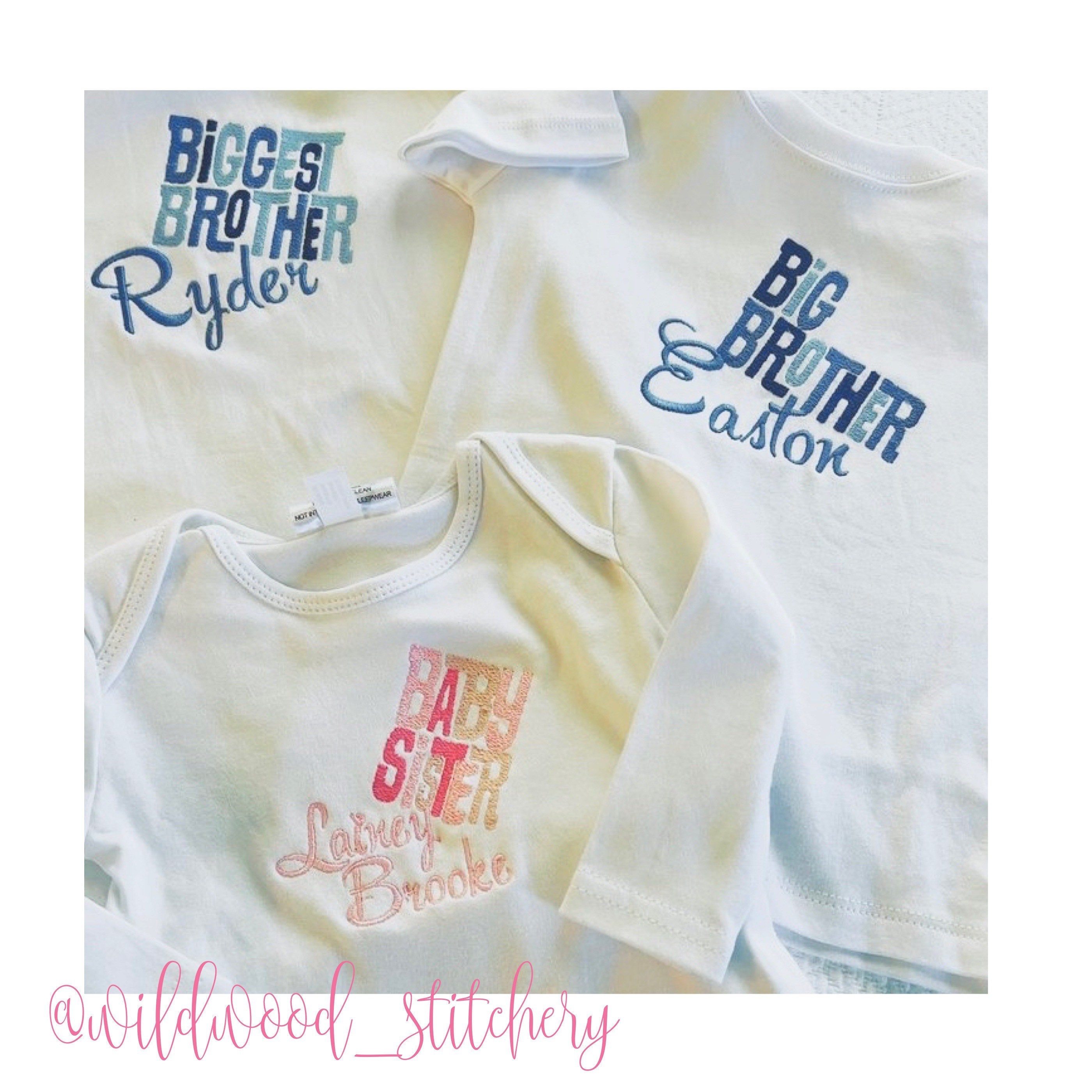 Baby Brother Embroidery Machine Design Monogram Font Instant - Etsy