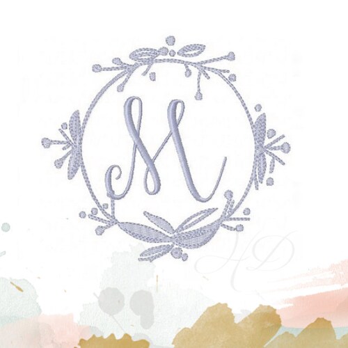 Monogram Wreath Embroidery Design Floral Frame Wreath - Etsy