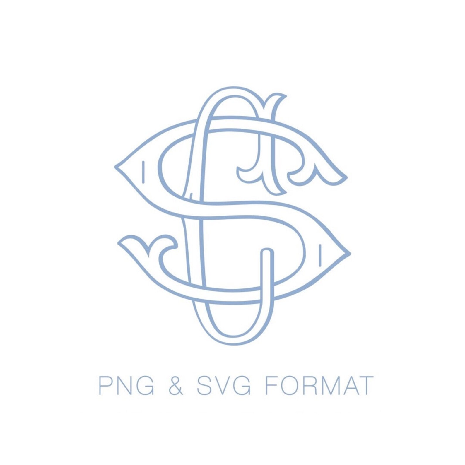 Letter C PNG SVG Two Type Fishtail Outline Vector Monogram - Etsy