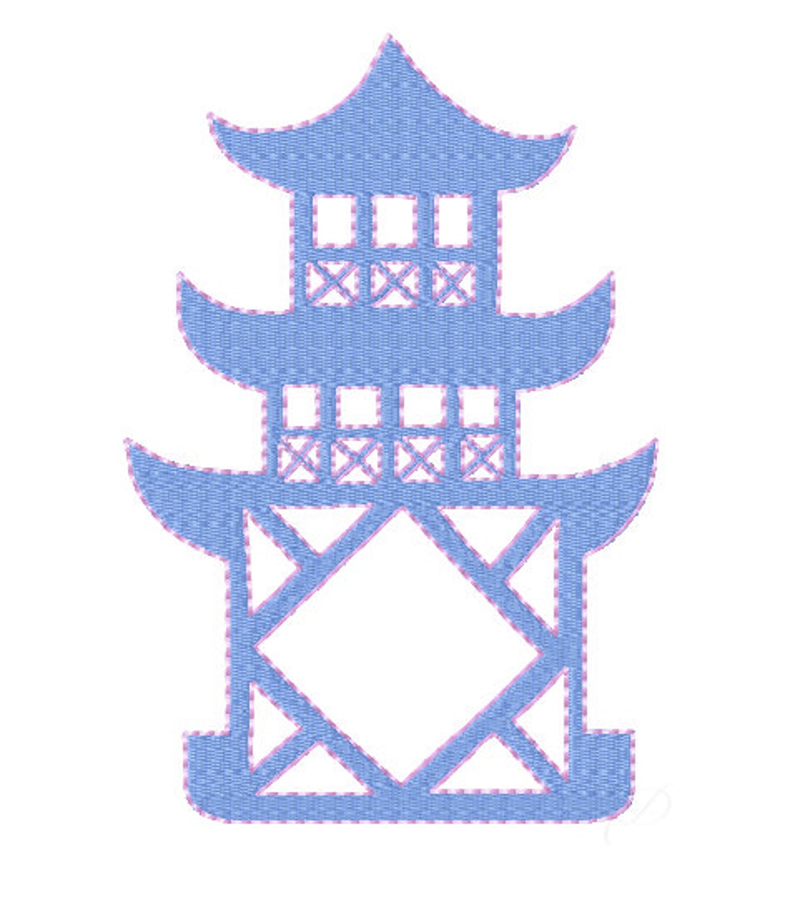 Pagoda Embroidery Design Monogram Pavilion Chinoiserie Chic - Etsy