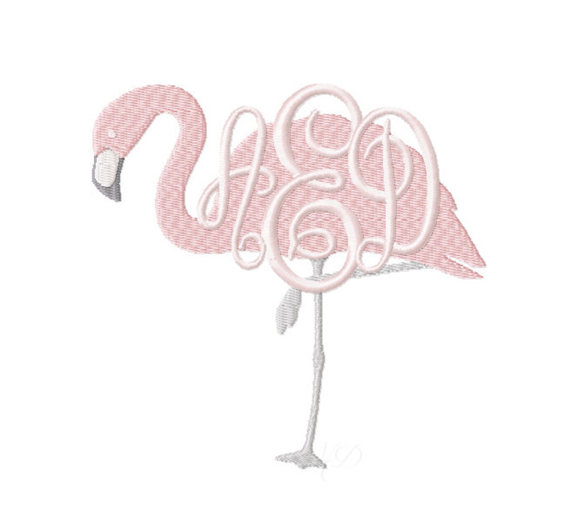 Flamingo Embroidery Design Monogram Frame Machine Embroidery - Etsy