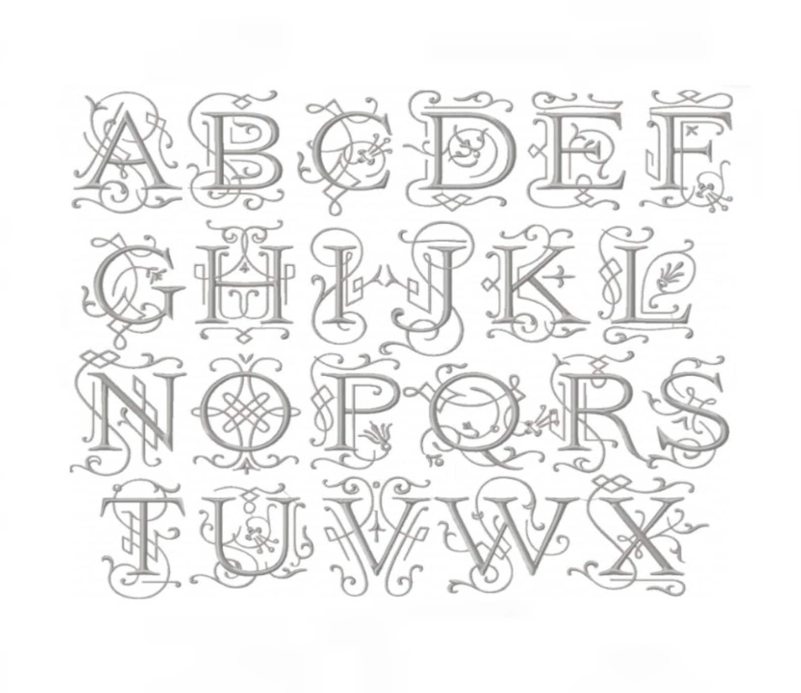 3 Inch Embroidery Font Ornament Serif Font Typwriter - Etsy