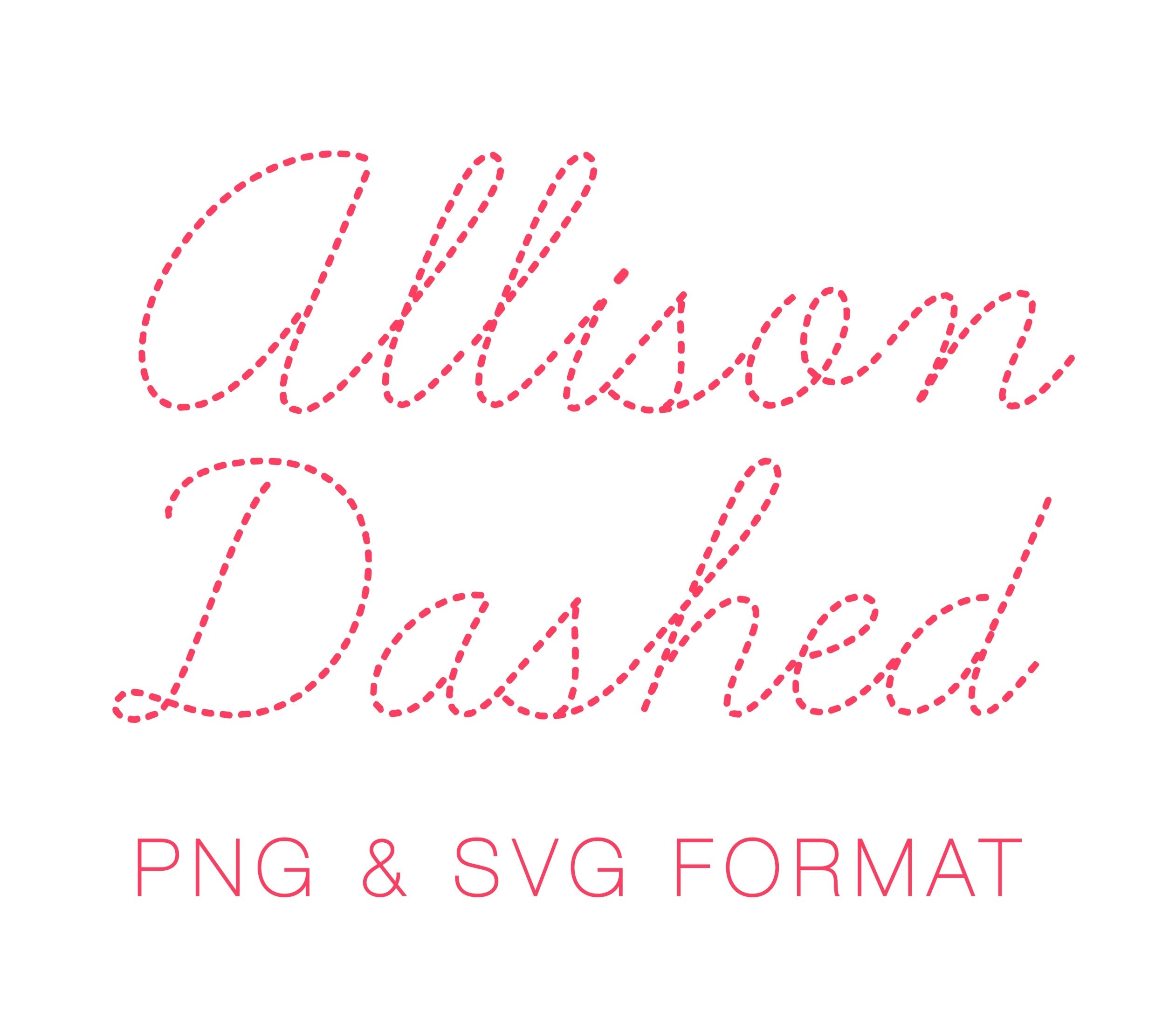 Allison Dashed PNG SVG Vector Cricut Monogram Font Instant - Etsy UK