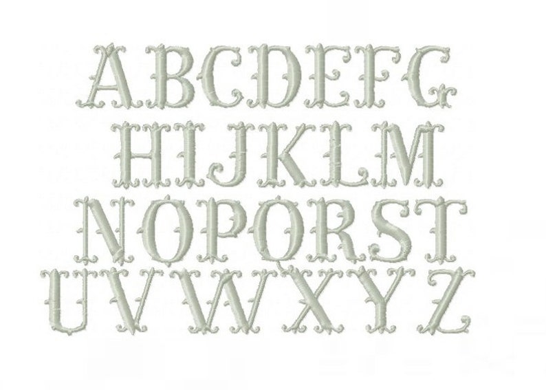 Fishtail Embroidery Font Fish Tail Monogram Font Finley - Etsy