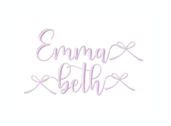 1.5 Emma Beth Bow Modern Script Handwriting Embroidery | Etsy