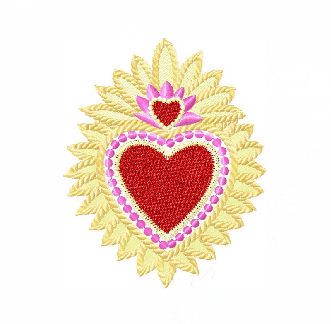 Sacred Heart Emblem Embroidery Design Valentine's Day Instant Download ...