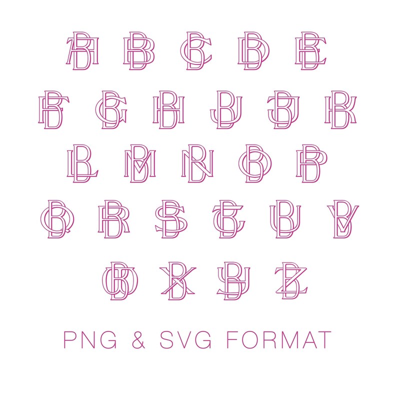 Two Type Outline B Monogram SVG PNG Vector Monogram Font for - Etsy