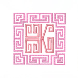 Greek Key Square Embroidery Design Chinoiserie Chic Frame Preppy ...