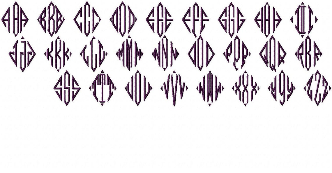 7 Inch Diamond Embroidery Font Monogram Alphabet - Etsy