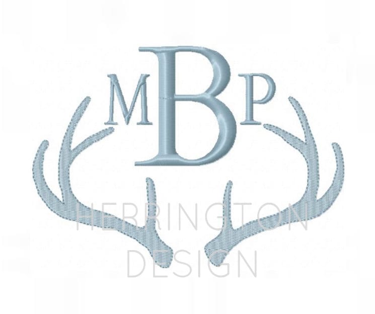 SMALL Antler Monogram Embroidery Design Frame Machine - Etsy