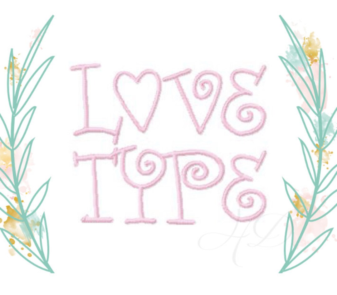 2.5 Heart Font Curl Embroidery Alphabet Valentine Monogram Instant ...