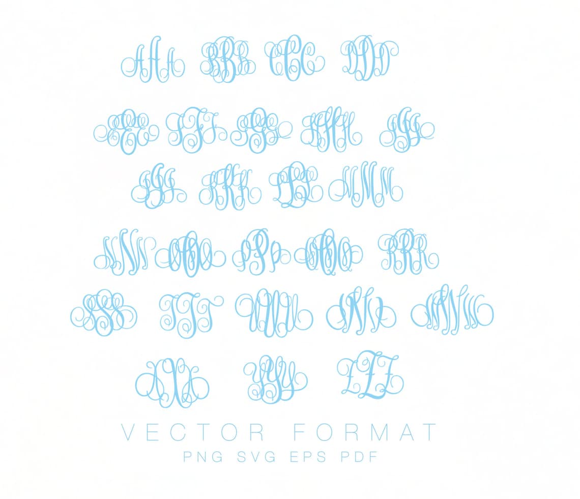 Sarah Script Monogram PNG PDF & SVG Vector Format for Cricut - Etsy