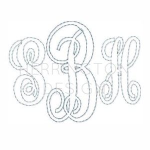 2" and 3" Inch Raw Stitch Classic Interlocking Monogram Raggy Applique ...