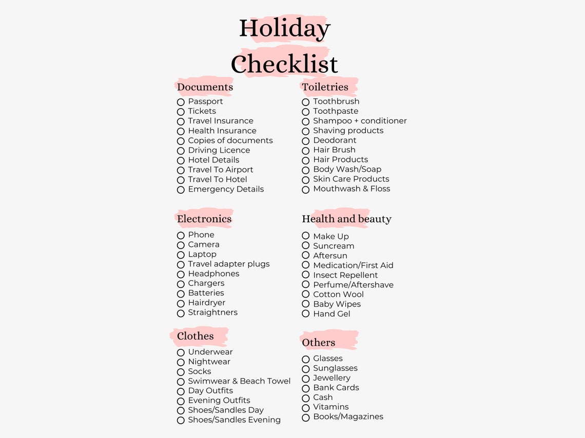 Holiday Checklist Printable - Etsy