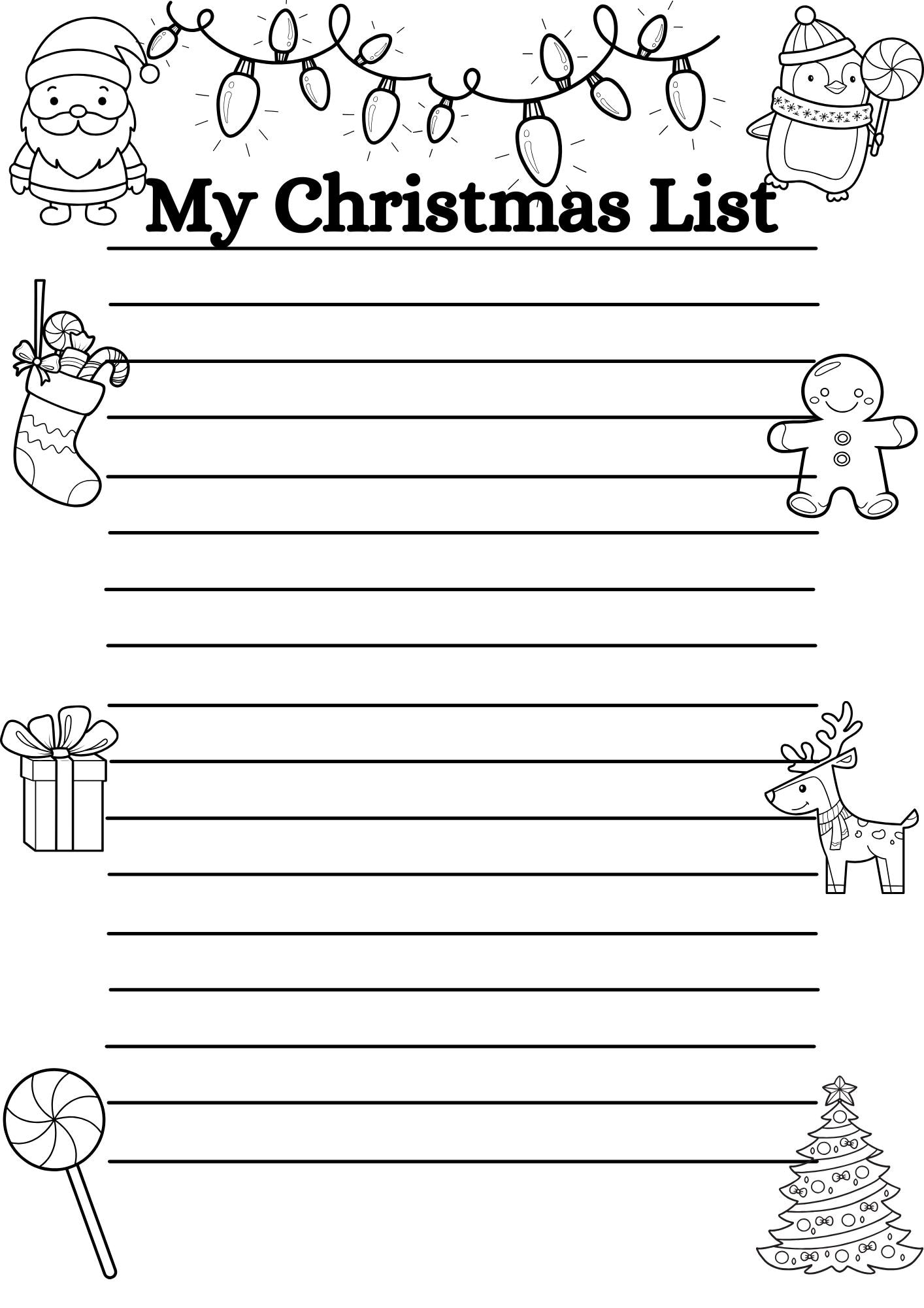 My Christmas List Printable Colour In - Etsy
