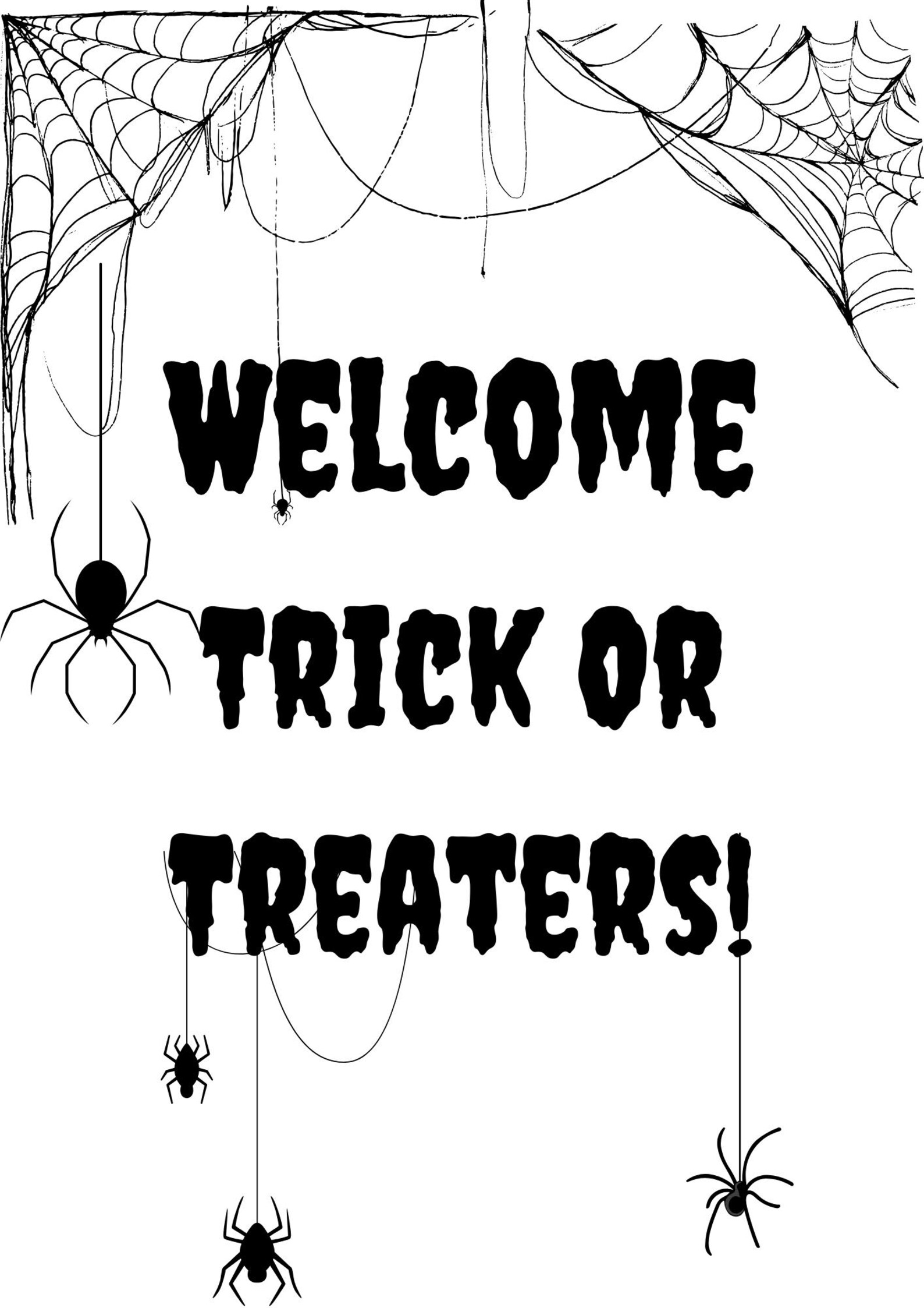 Halloween Trick or Treat Welcome Sign Printable - Etsy