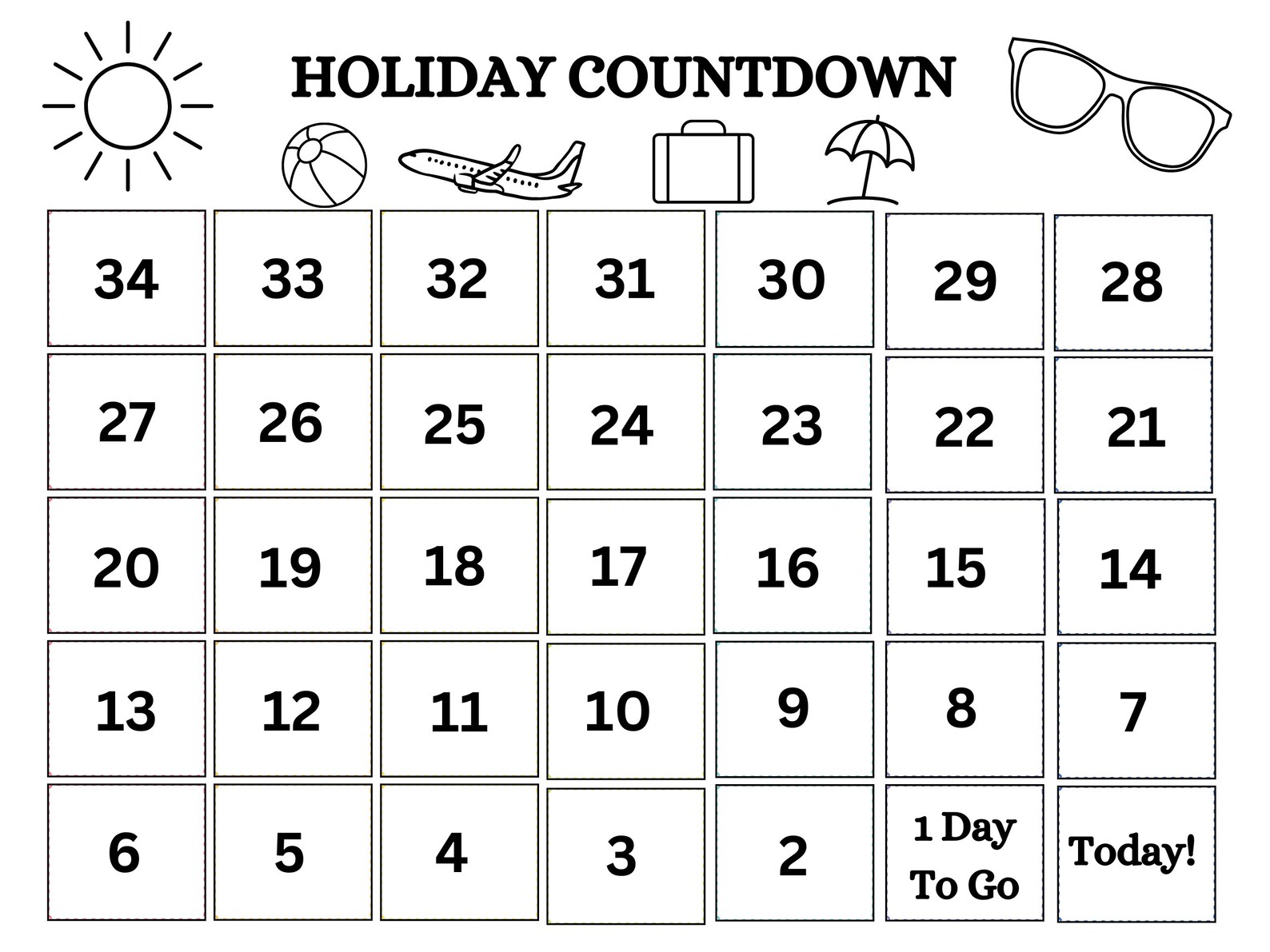 Printable Holiday Countdown for Children - Etsy