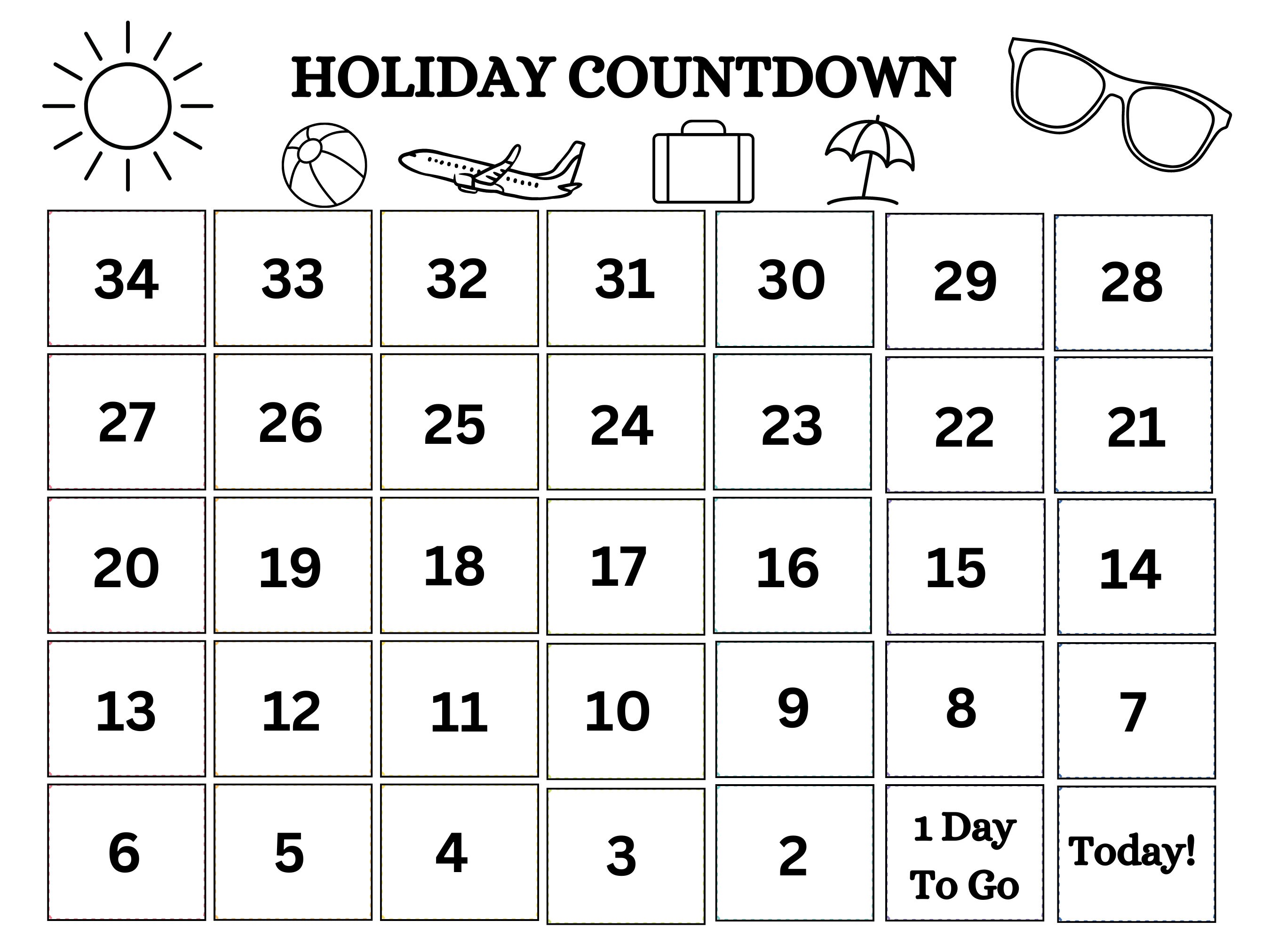 Printable Holiday Countdown for Children - Etsy