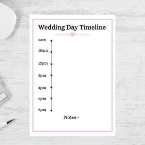 Printable Wedding Day Timeline Template Planner - Etsy