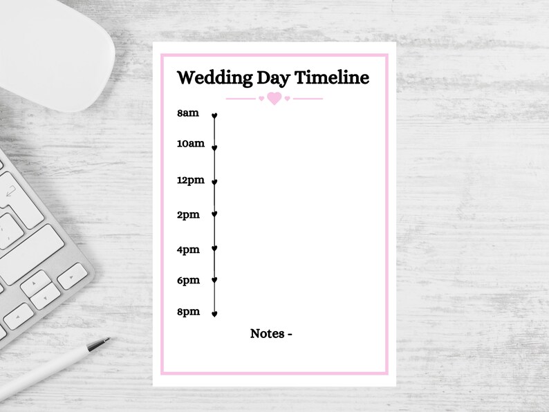 Printable Wedding Day Timeline Template Planner - Etsy
